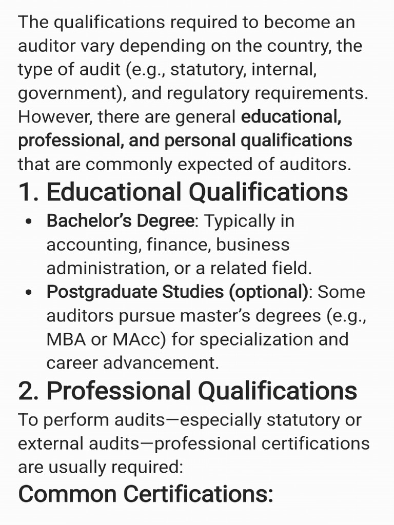 Requisite Qualfi of Auditor c2 | PDF