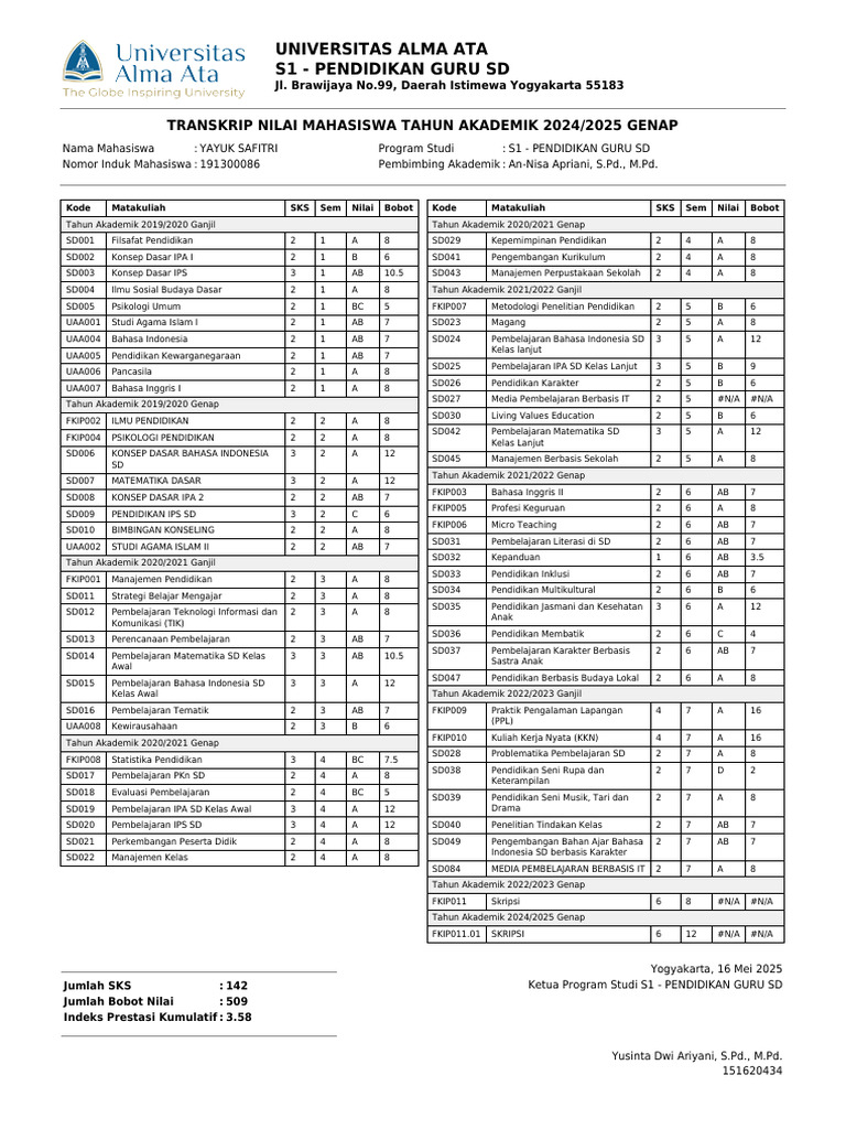 Cetak Transkrip Nilai | PDF