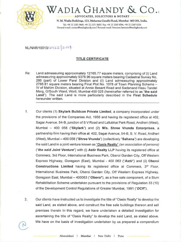 PROMOTER Legal Title Report | PDF