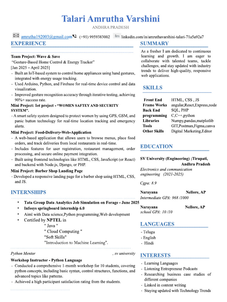 Resume Final | PDF