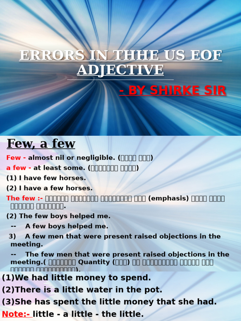 Errors in The Use of Adjectives | PDF