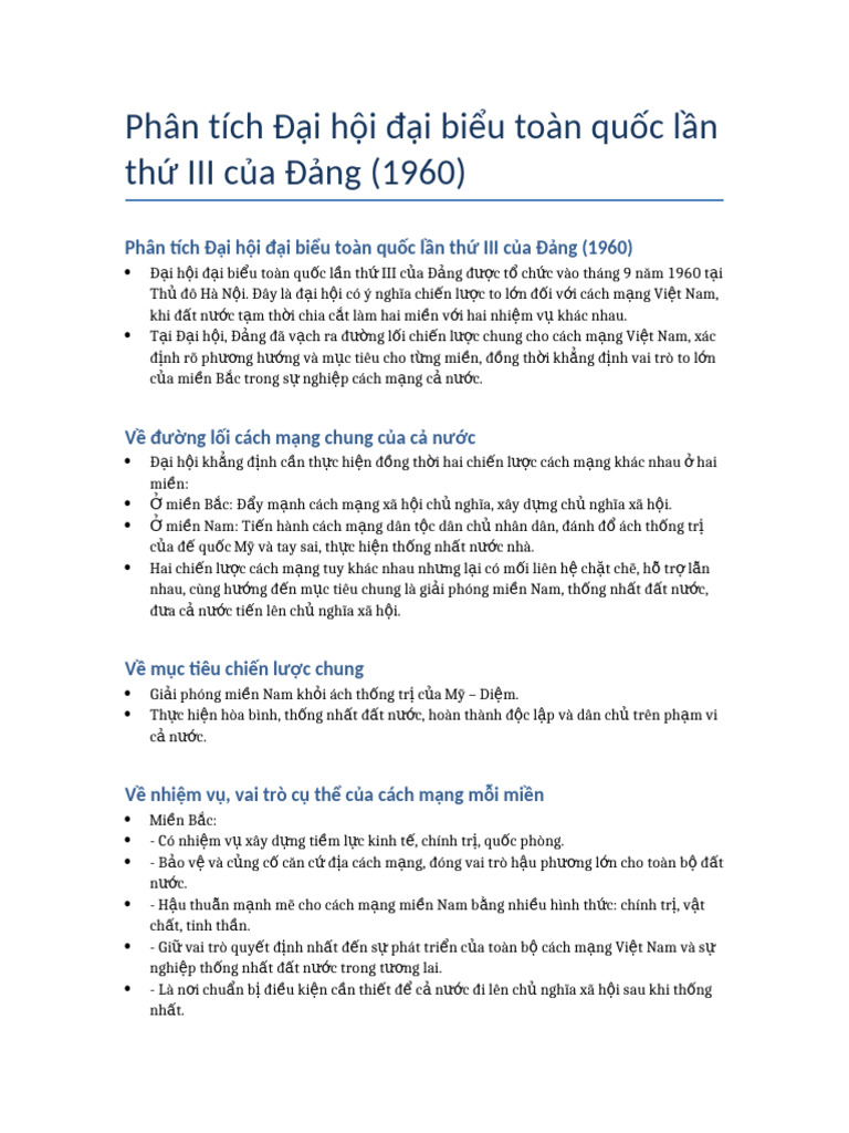 Phan Tich Dai Hoi III 1960 | PDF
