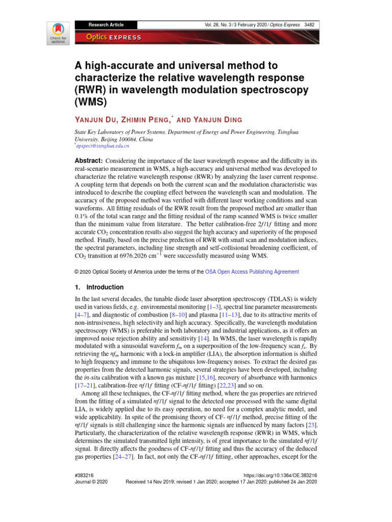 Universal Method for Wavelength Response in WMS | PDF | Frequency ...