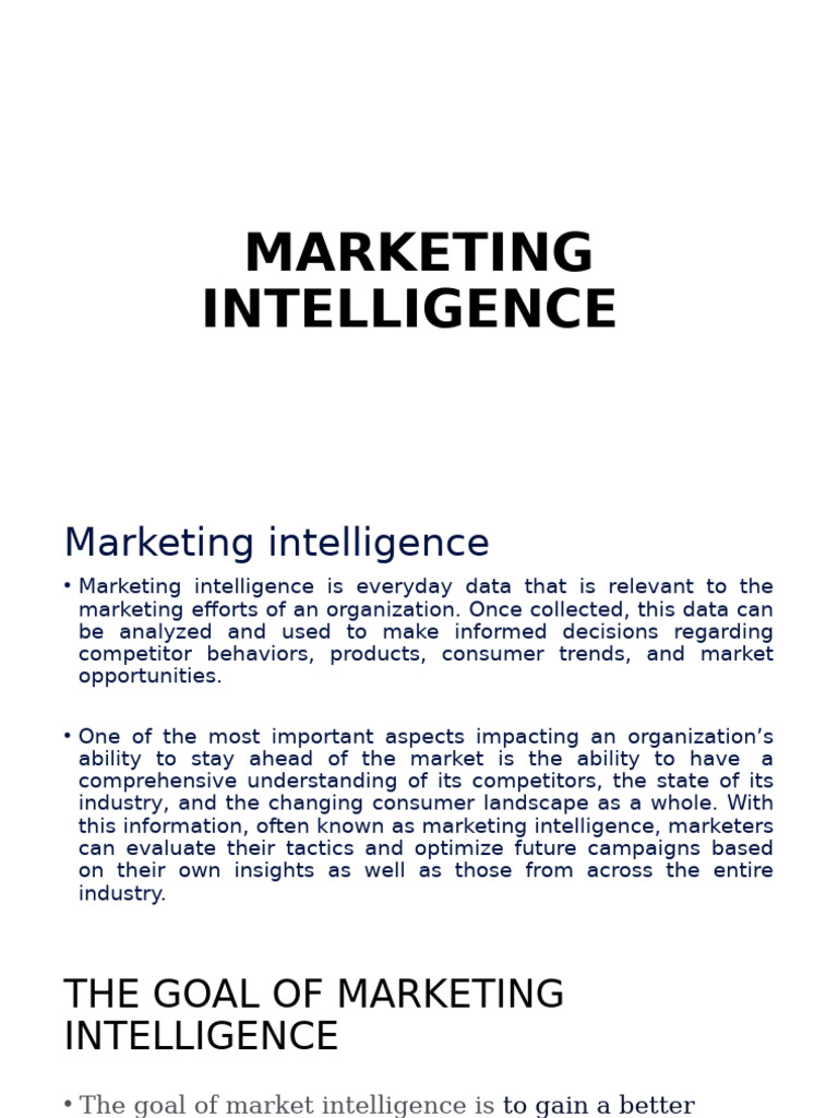Marketing Intelligence | PDF | Swot Analysis | Marketing