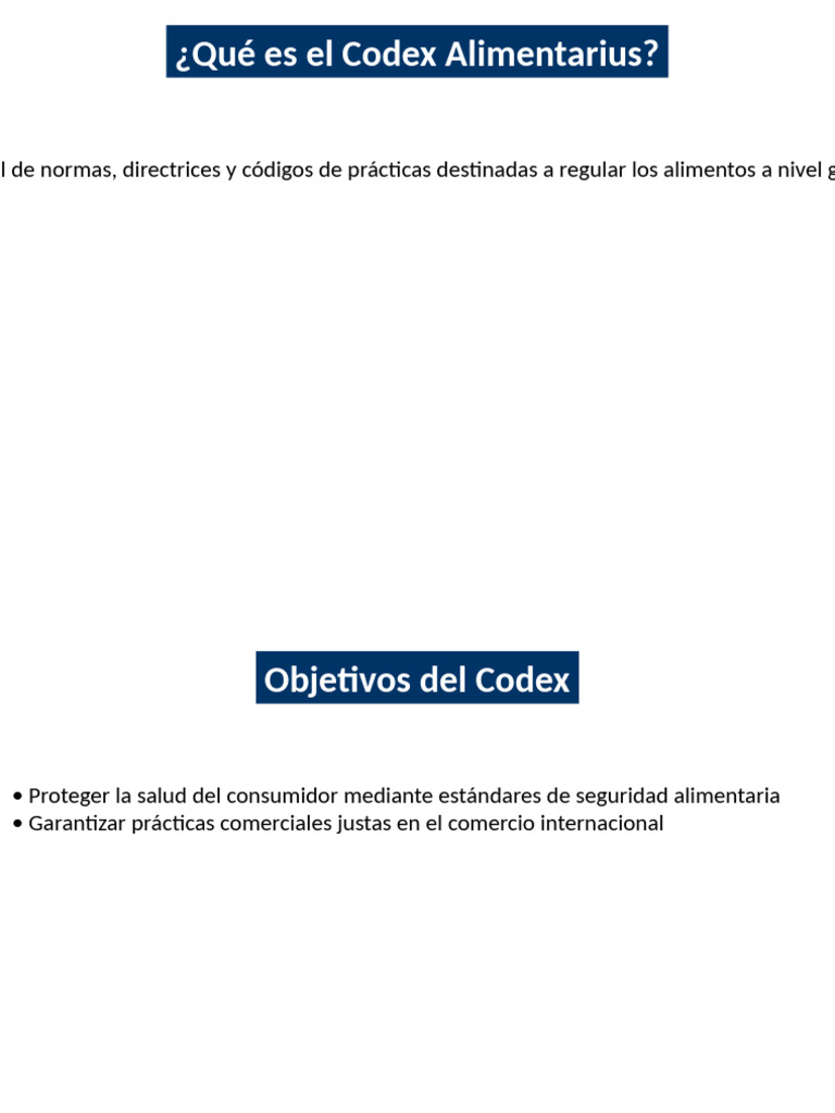 Presentación Codex Alimentarius Profesional | PDF