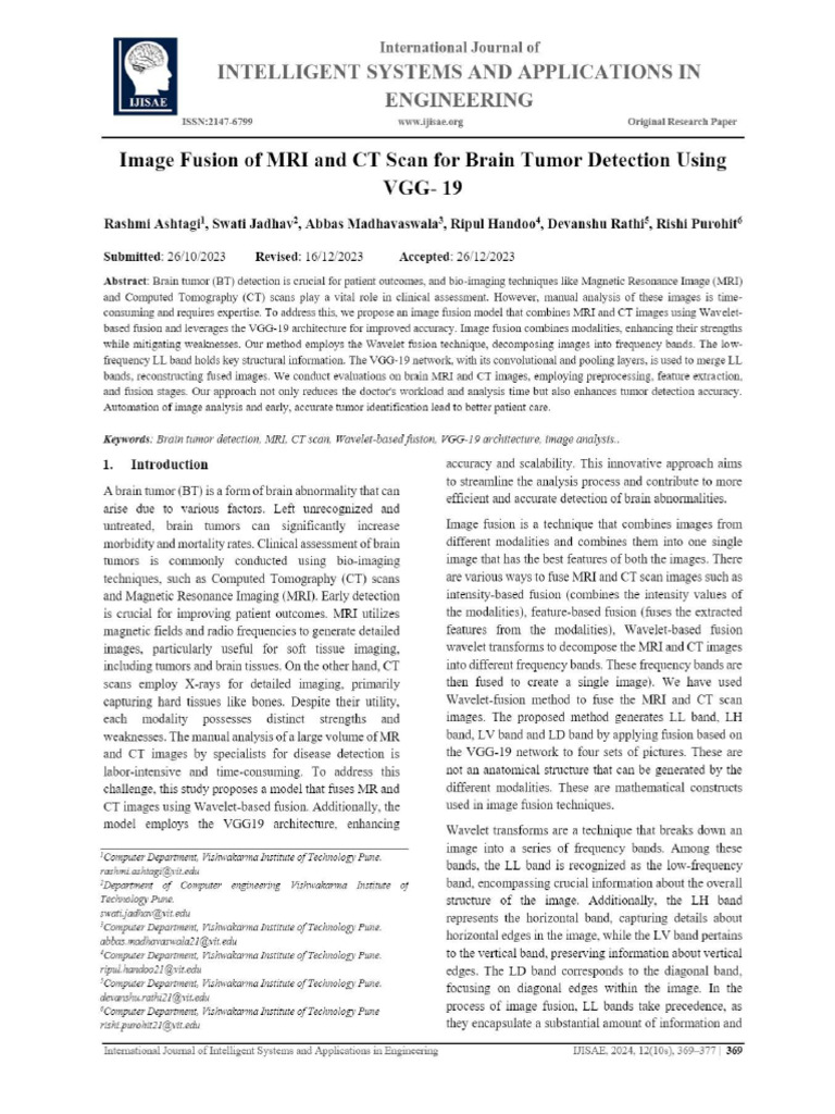 Brain Tumor Detection Using Image Fusion | PDF