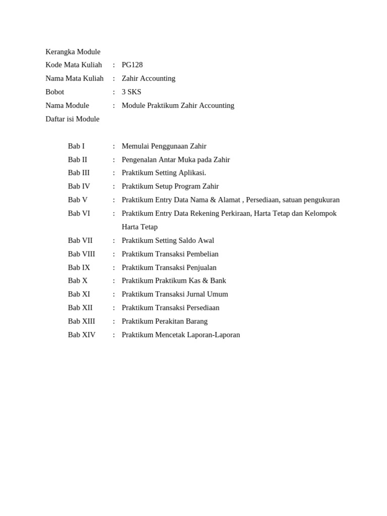 Kerangka Module Zahir | PDF