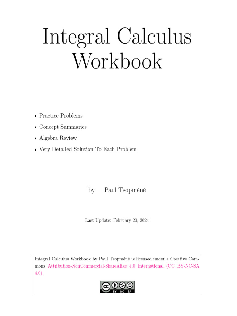 Integral Calculus Workbook Overview | PDF | Integral | Mathematical ...