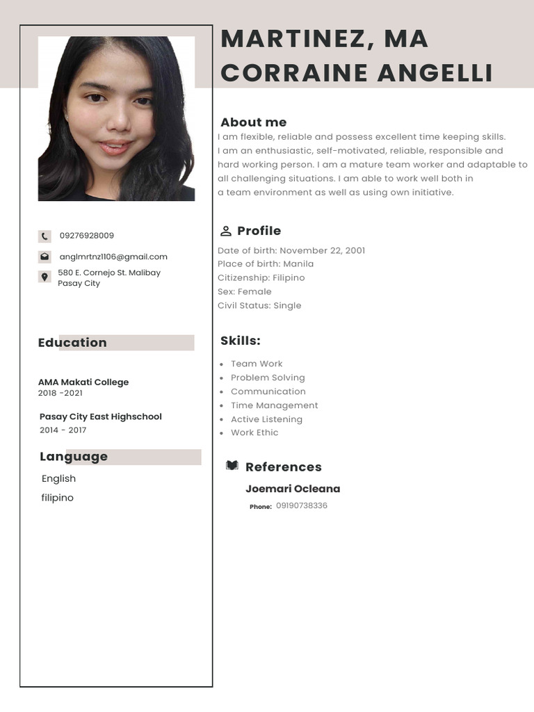 Simple Professional CV Resume (2) | PDF