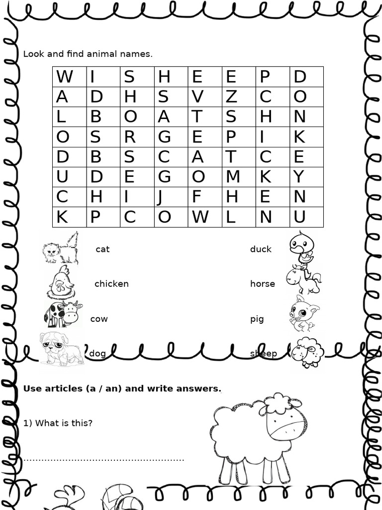 Farm Animals Articles Tests Wordsearches 94596 | PDF