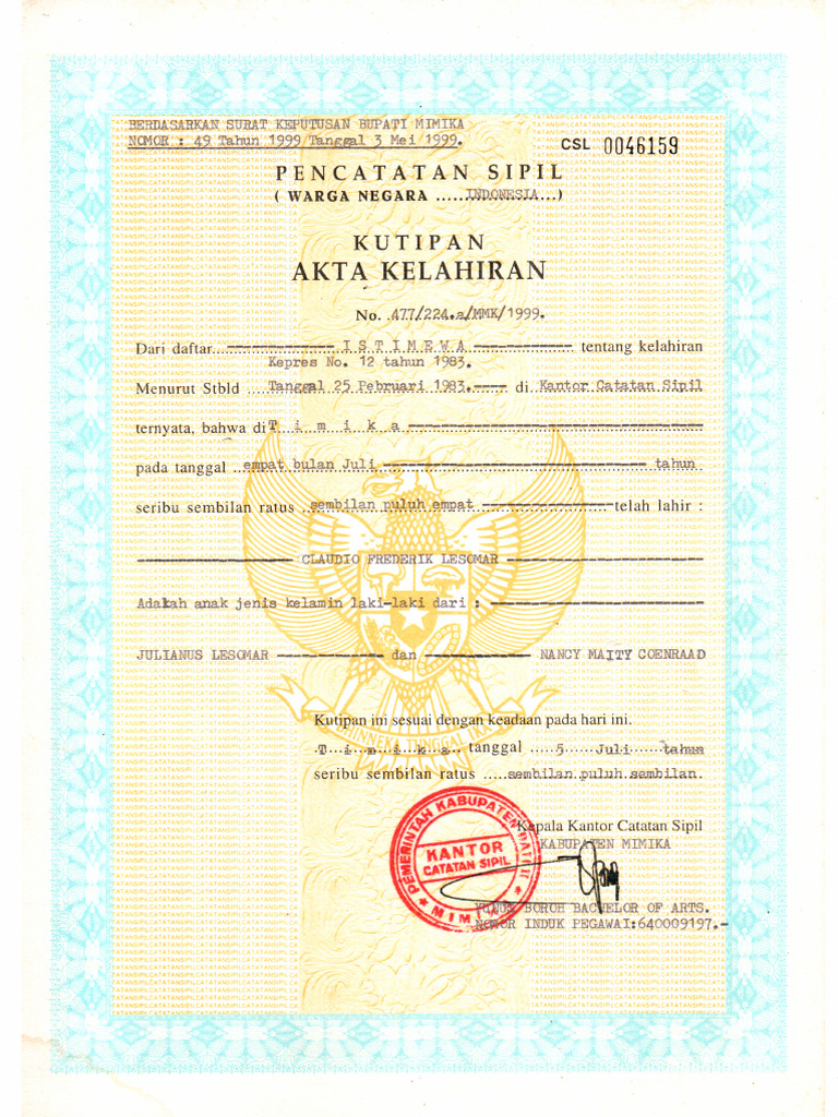 Akta Kelahiran B | PDF