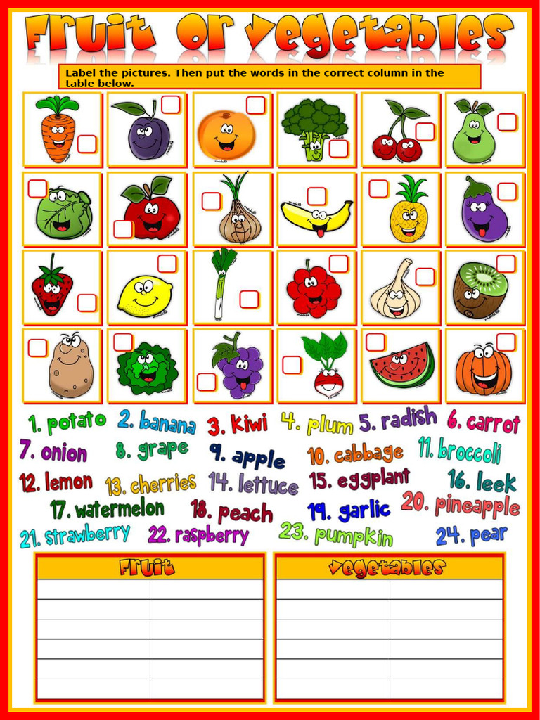 Fruit and Vegetables Matching Fun Activities Games Games Picture ...