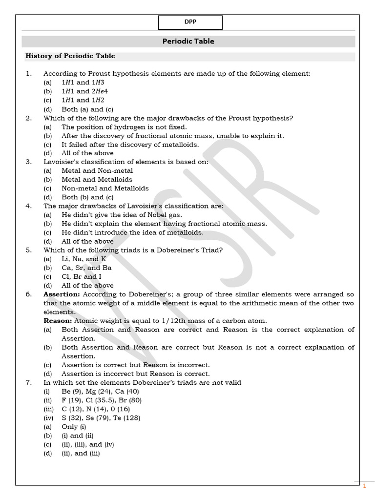 Periodic Table Classifications and Drawbacks | PDF | Periodic Table ...