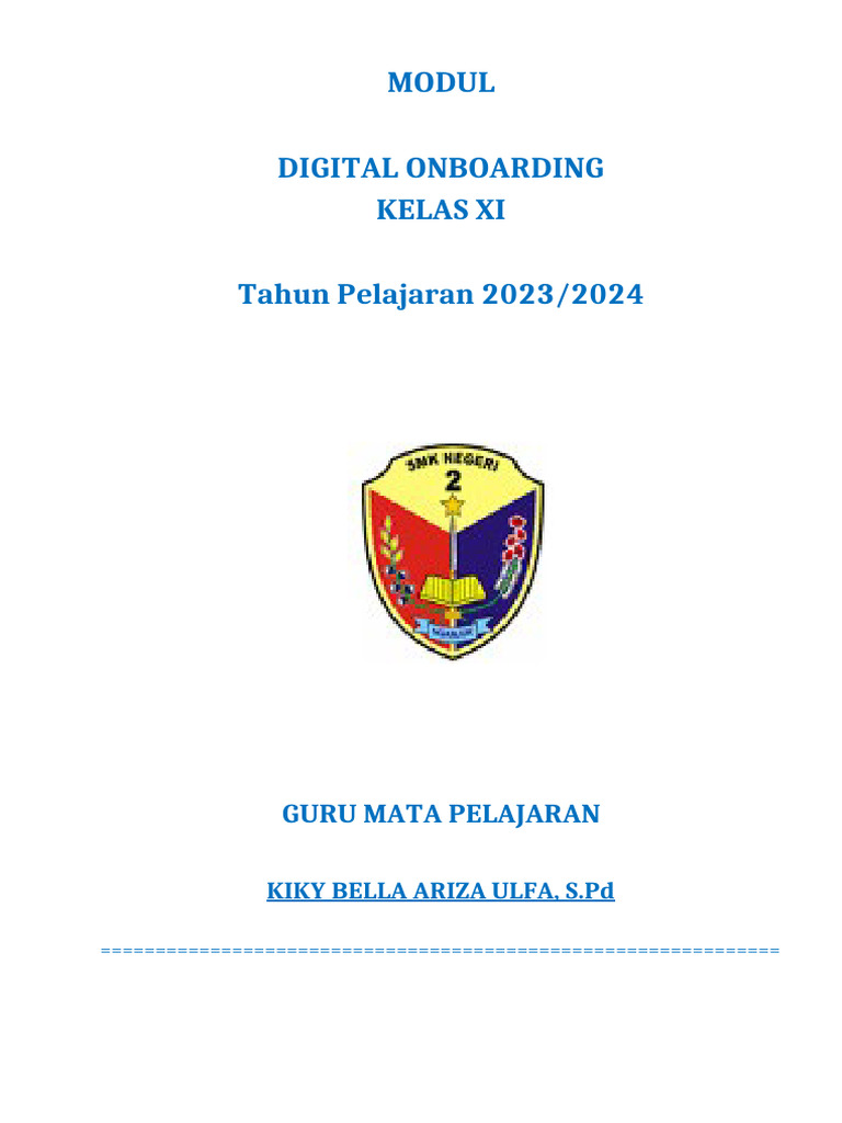 Modul Digital Onboarding Kelas XI 2023 | PDF