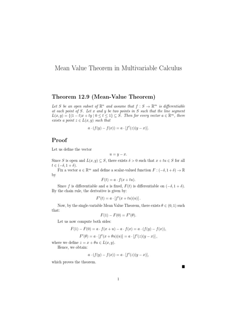 Mean Value Theorem | PDF
