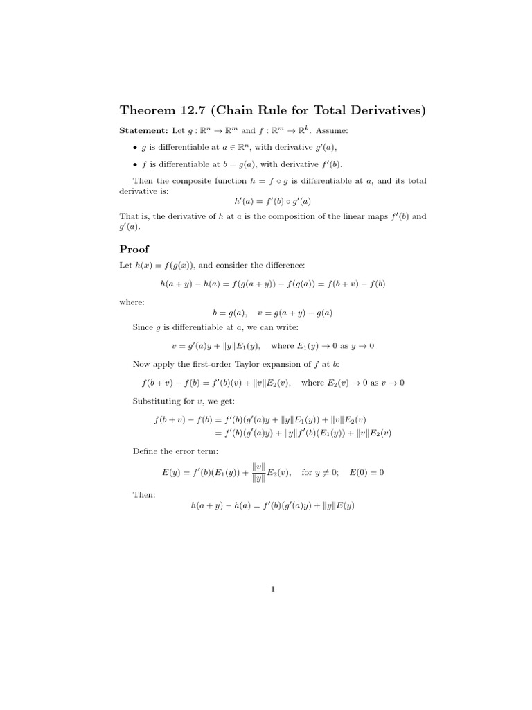 Chain Rule for Total Derivatives Proof | PDF