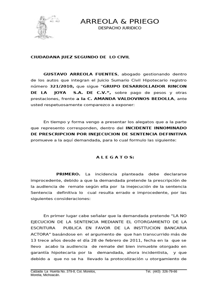 Alegatos Amanda Valdovinos Bedolla (16510) | PDF | Estatuto de ...