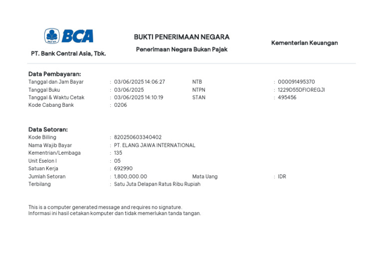 Bukti Penerimaan Negara | PDF