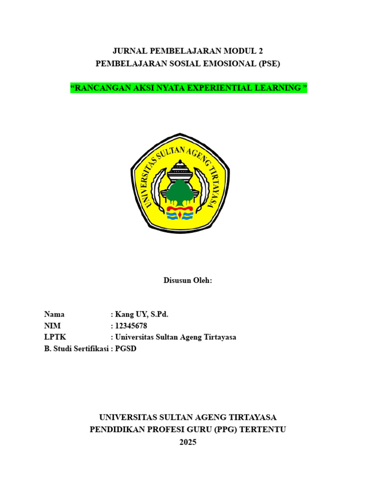 Contoh Rancangan Aksi Nyata Modul 2 PSE - Experiential Learning | PDF