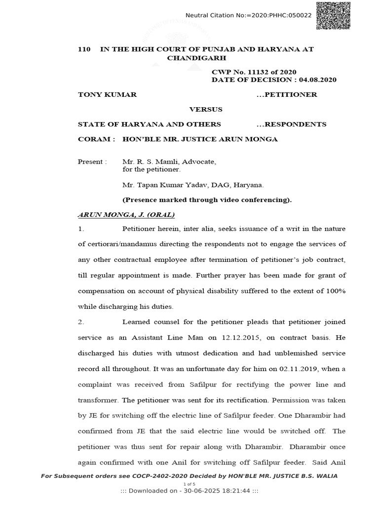 Tony Kumar Vs State of Haryana and Ors | PDF | Common Law