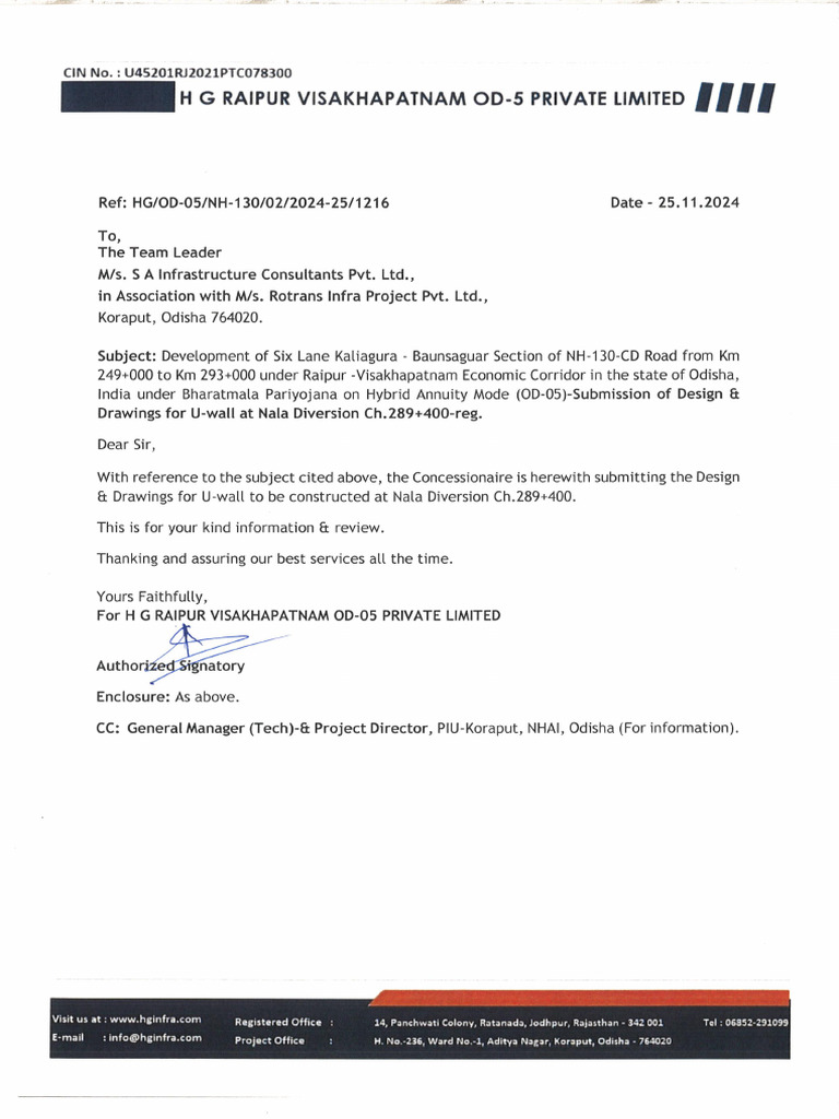 1216 - U-Wall For Nala Diversion at Ch.289 | PDF