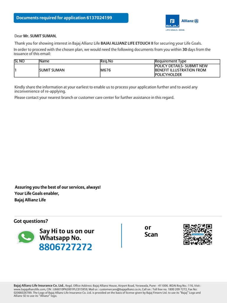 Or Scan Sayhitousonour Whatsapp No.: Documents Required For Application ...