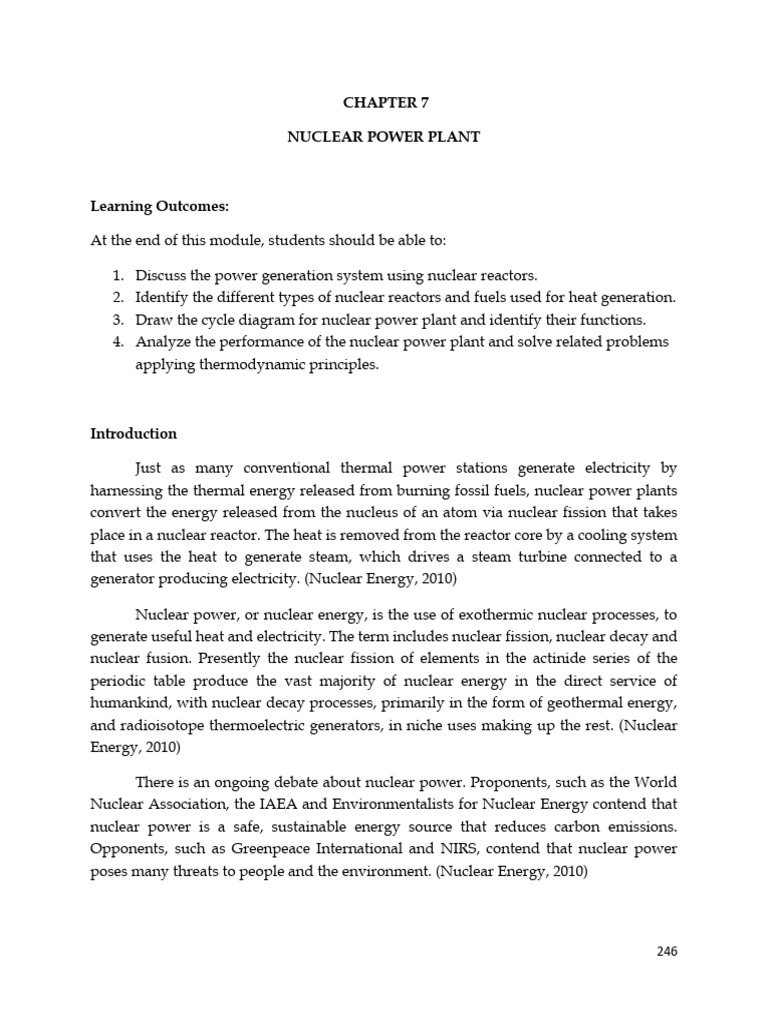Chapter 7 Nuclear Power Plant | PDF | Nuclear Reactor | Pressurized Water Reactor