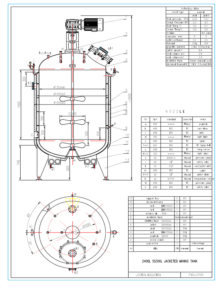 2400l Ss316l Jacketed Mixing Tank - 2 - 5 | PDF