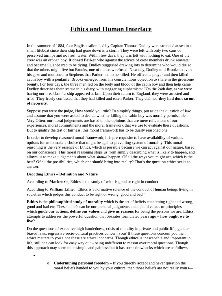 Ethics and Human Interface | PDF | Morality | Etiquette