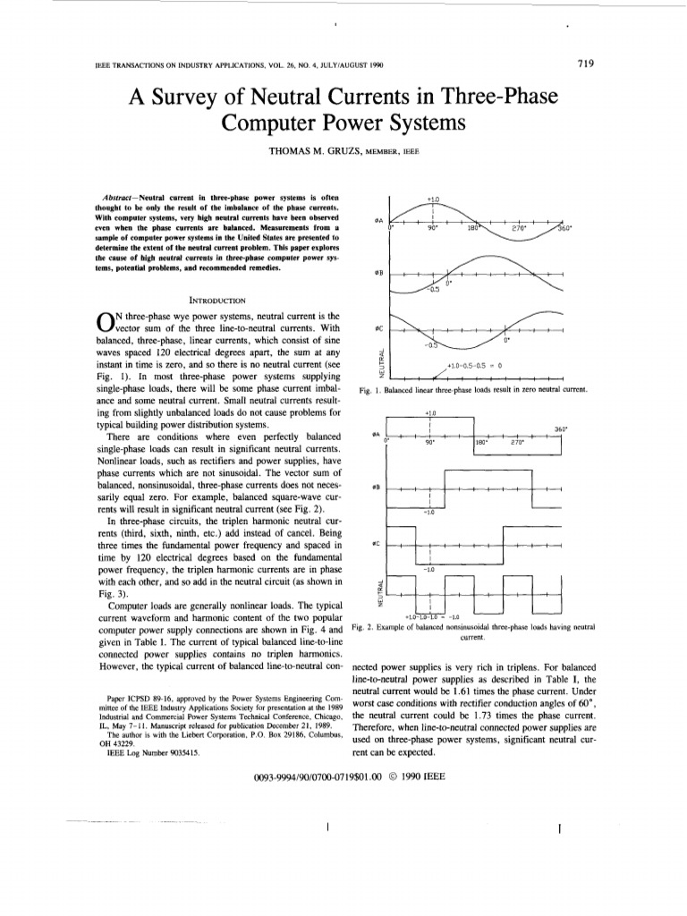 Neutral Currents in Three-Phase Power Systems | PDF | Power Supply ...