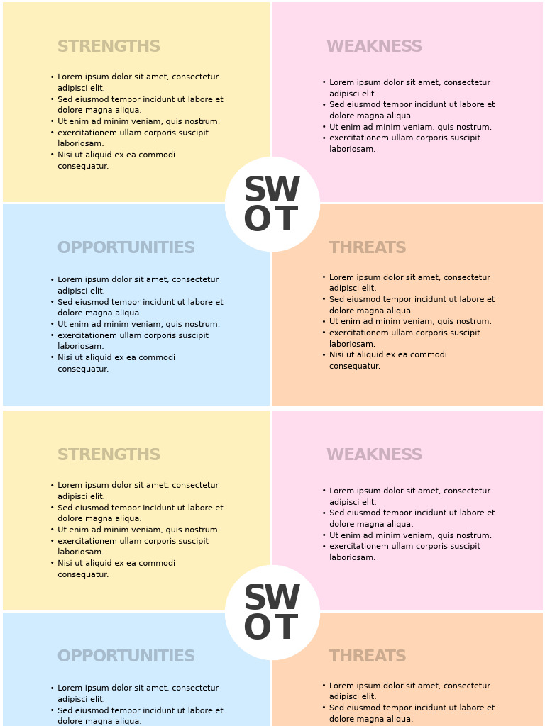 Colorful Pastel Simple Comparative SWOT Analysis Weakness Threats ...