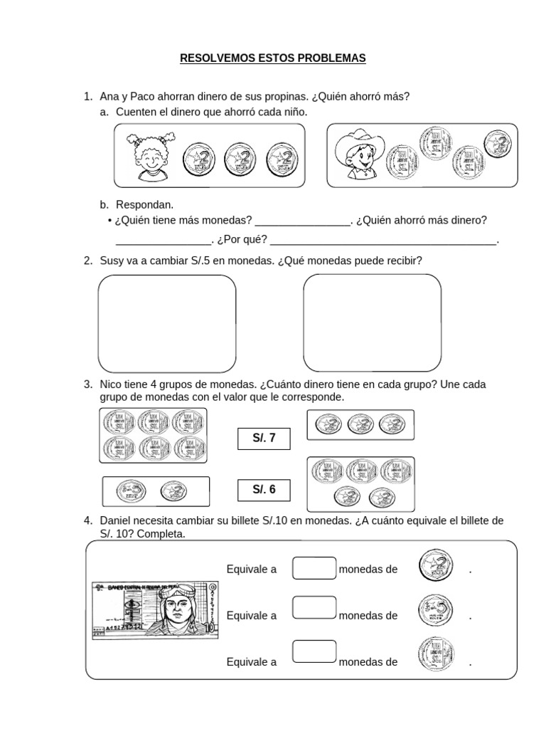 Material Equivalencia Monedas y Billetes | PDF