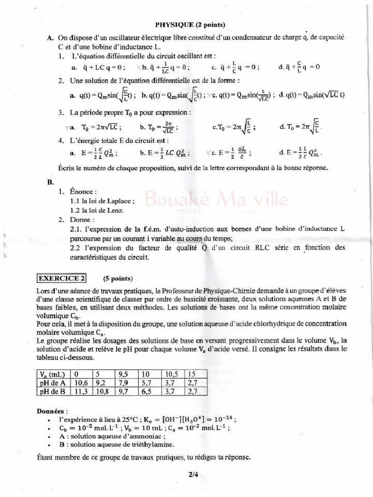 Bac D Maths 2025 RCI | PDF