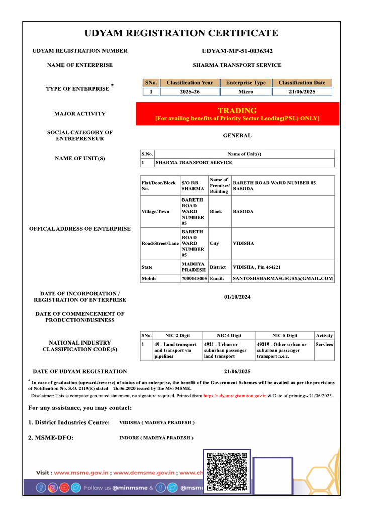 Udyam Shantosh Kumar Sharma Rishu | PDF