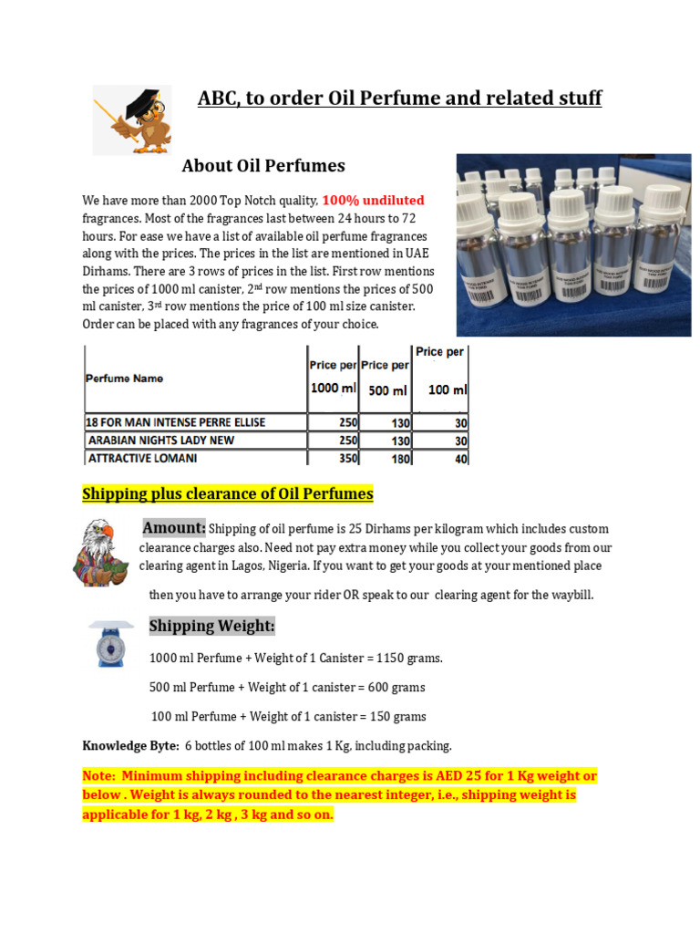 Weight of 100ml Perfume Canister | PDF | Perfume | Kilogram