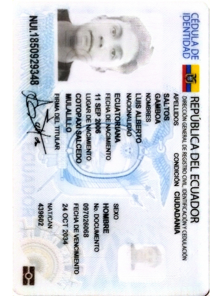 Cédula Luis Alberto Saltos | PDF