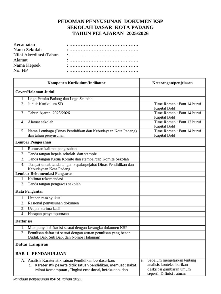 Pedoman Peny - KSP. SD 2025 | PDF