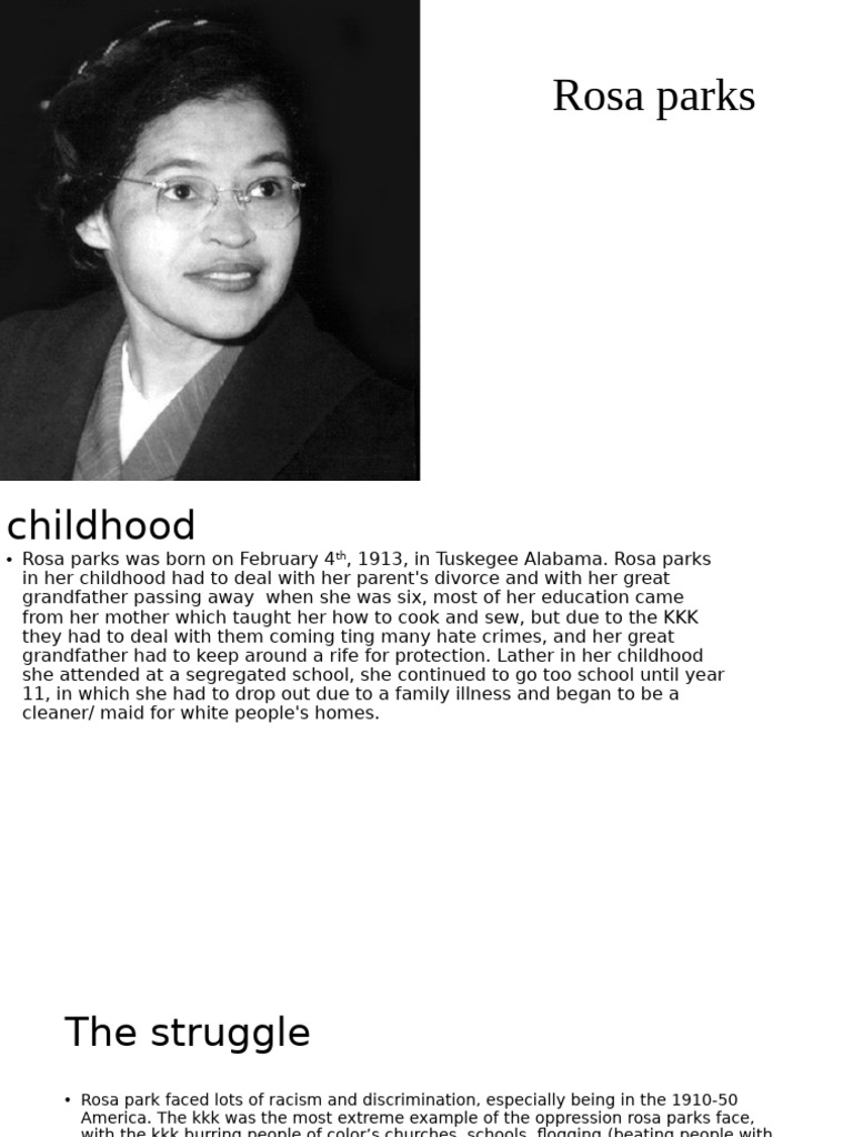 Rosa Parks: Childhood and Struggles | PDF