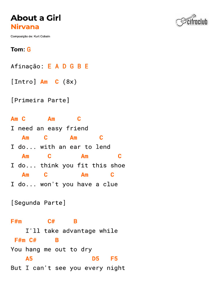 About A Girl - Nirvana | PDF
