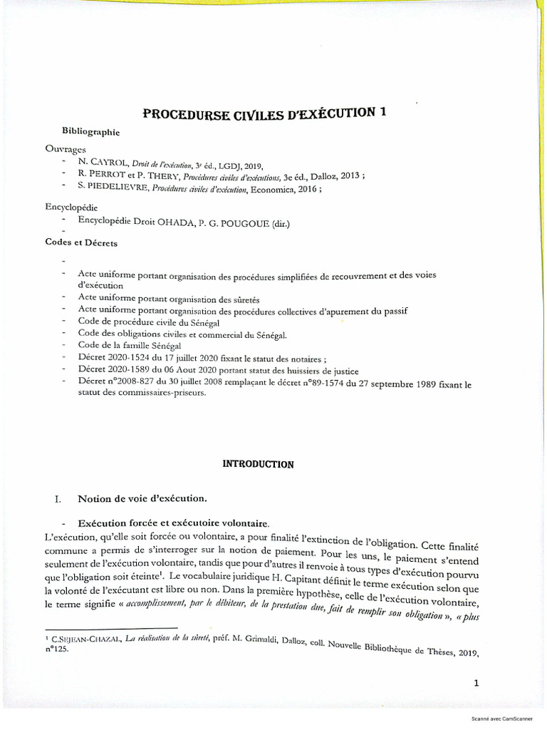 Cours de Procédures Civiles D'exécution 2024-2025 | PDF