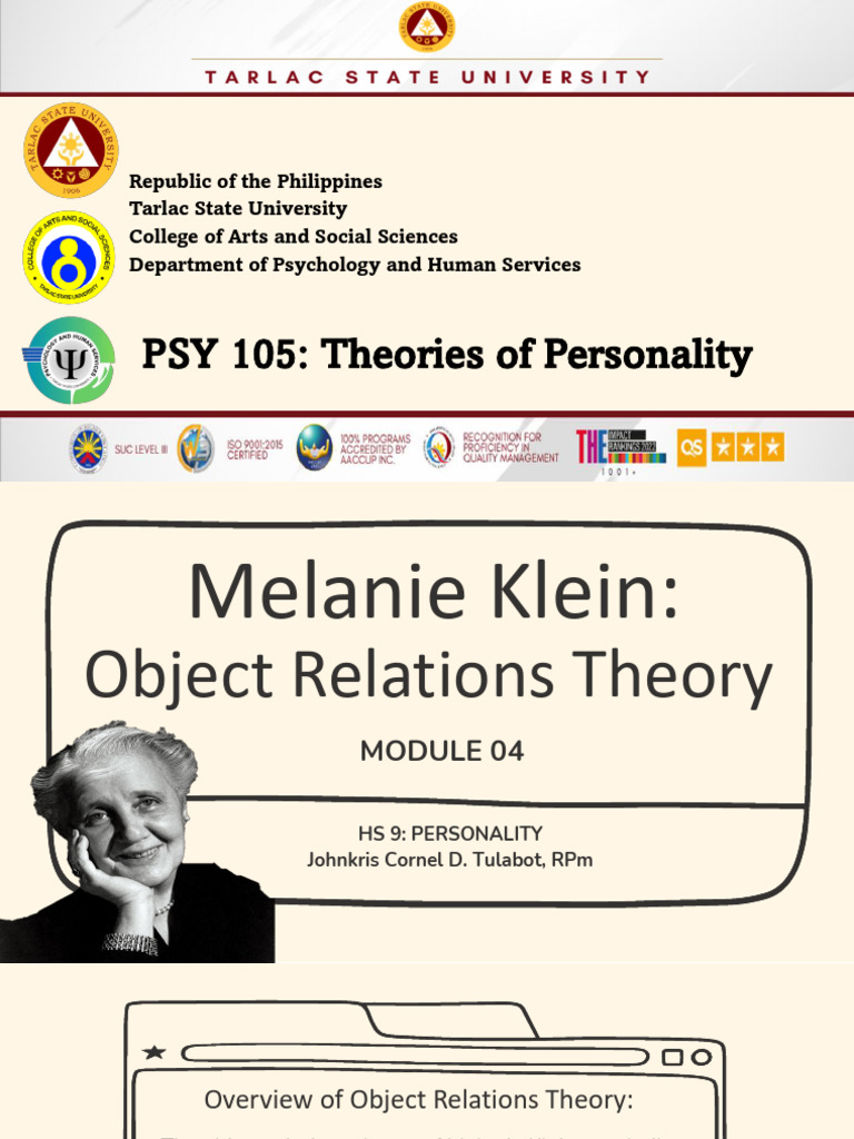 Module 04 - Klein & Later Views On Object Relations | PDF | Object Relations Theory | Attachment ...