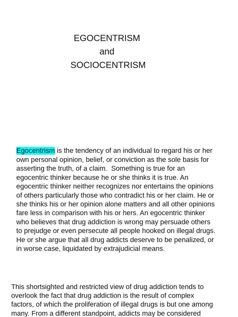 Egocentrism Sociocentrism 5 | PDF | Thought | Critical Thinking