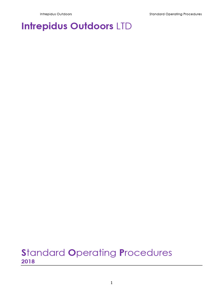 Standard Operating Procedure 2018 Intrepidus Outdoors | PDF | Risk ...