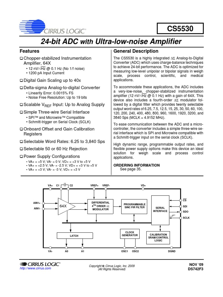 Adc - CS5530 - F3 | PDF | Analog To Digital Converter | Amplifier