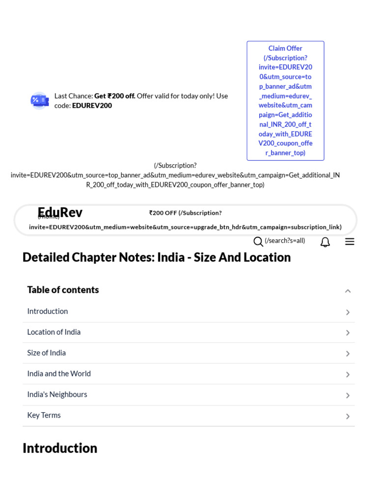 Class 9 Geography Chapter 1 Notes - India - Size and Location Free PDF ...