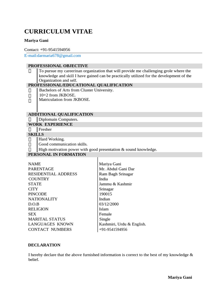 Curriculum Vitae | PDF