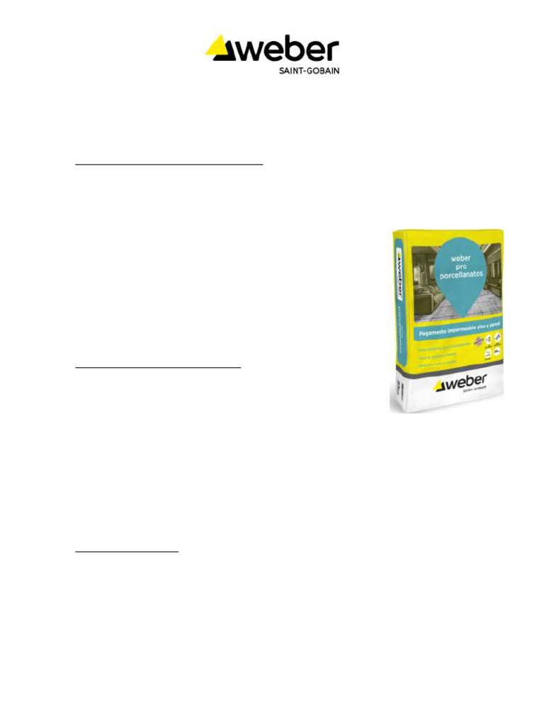 05-HT Weber Pro Porcellanato Web | PDF | Materiales