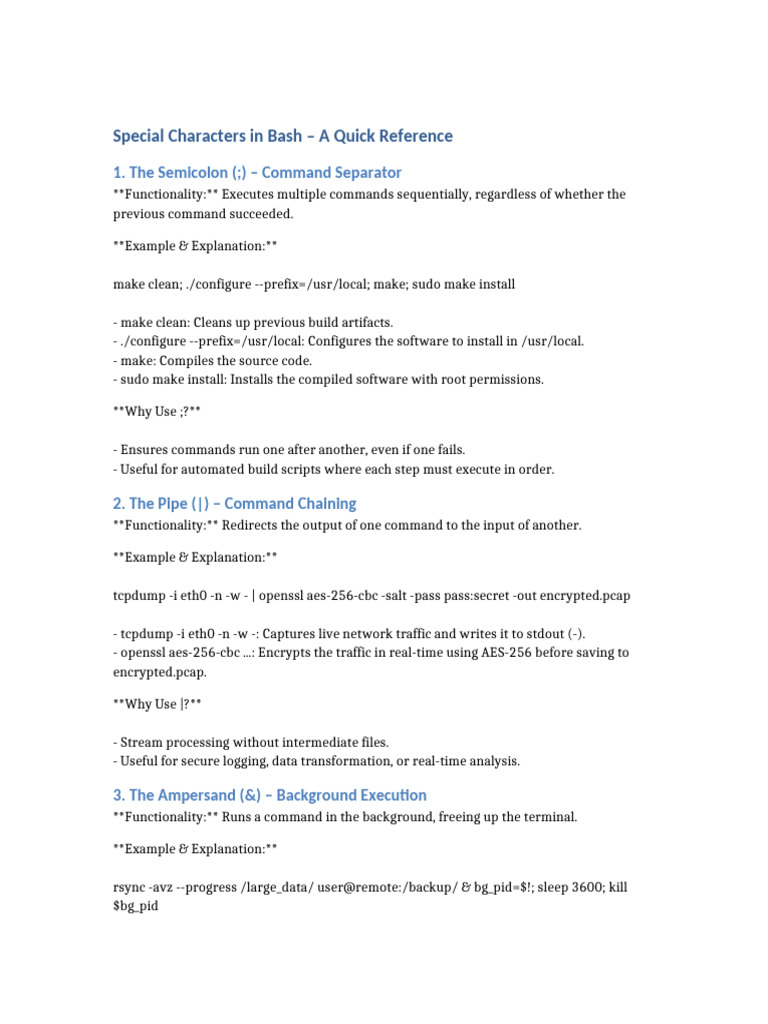 Bash Special Characters Reference | PDF | Variable (Computer Science ...