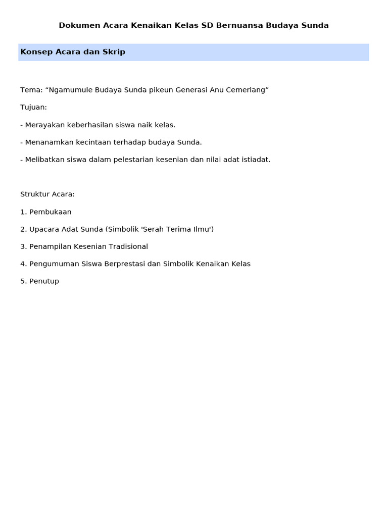Kenaikan Kelas SD dengan Budaya Sunda | PDF