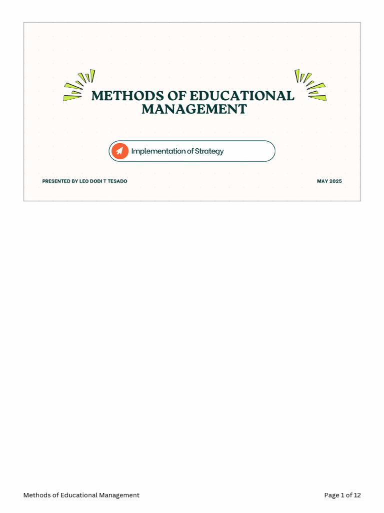 Methods of Educational Management | PDF